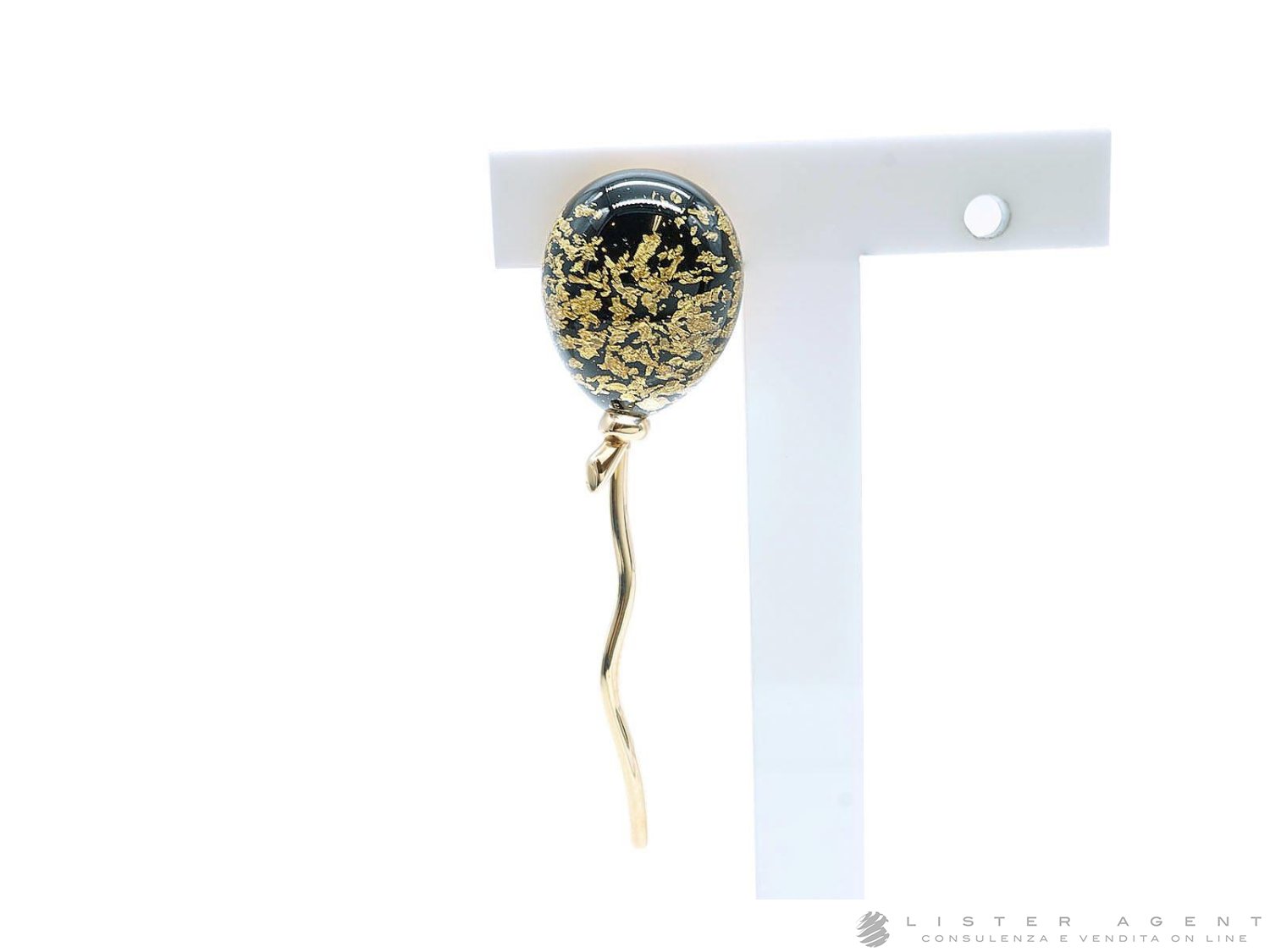 VHERNIER orecchino singolo Palloncino in oro rosa 18Kt con giada nera ...